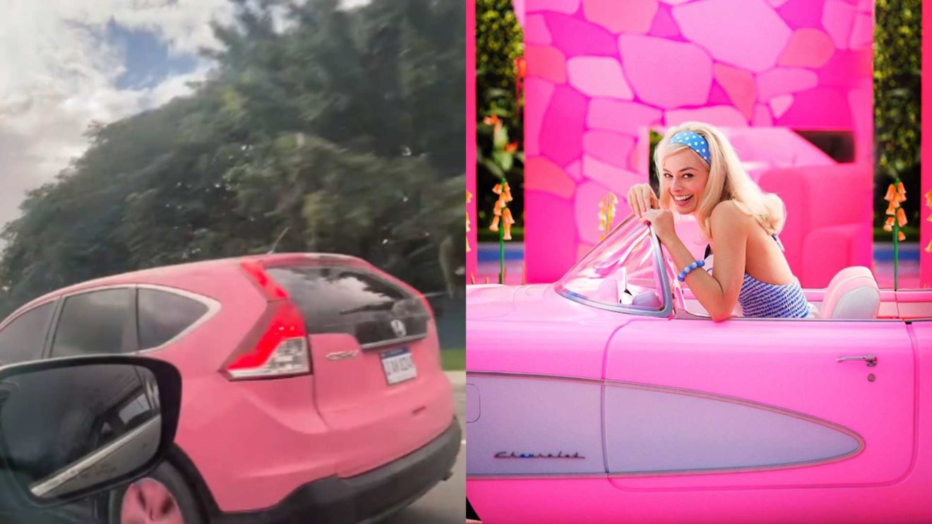 Viralizan carro rosado “con pestañas” en calles de Honduras